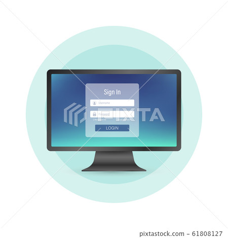 Login page on computer screen. Pc and online login - Stock Illustration ...