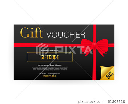 Template gold gift card. Promo code. Vector Gift-插圖素材 [61808518] - PIXTA圖庫