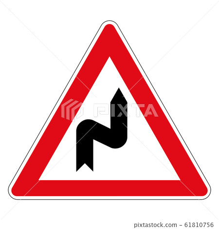 Double turn. Road sign of Germany , Europe.... - Stock Illustration ...