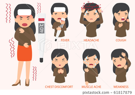 Flu sick symptoms elements. Influenza symptoms - Stock Illustration ...