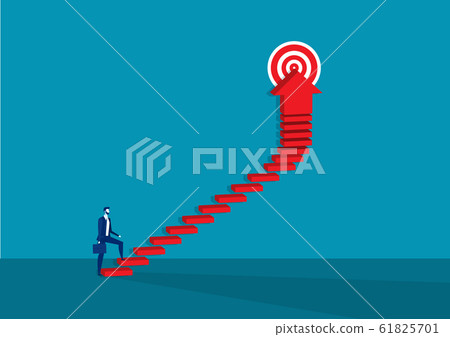 businessman walking up the stairs to target vector - Stock Illustration ...