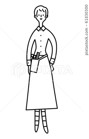 Beautician woman line drawing - Stock Illustration [61830300] - PIXTA