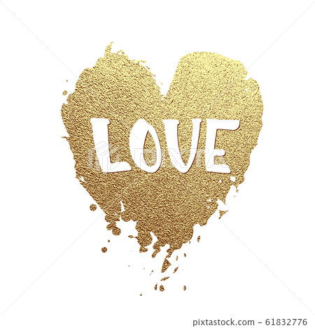 golden heart vector valentines day lettering - Stock Illustration ...