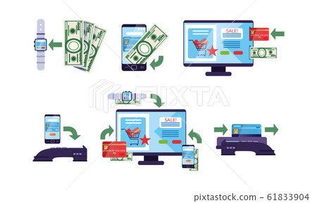 Online Banking and Payment Methods Collection,... - Stock Illustration ...