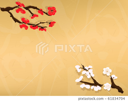 Red and white plum frame background (golden) - Stock Illustration ...