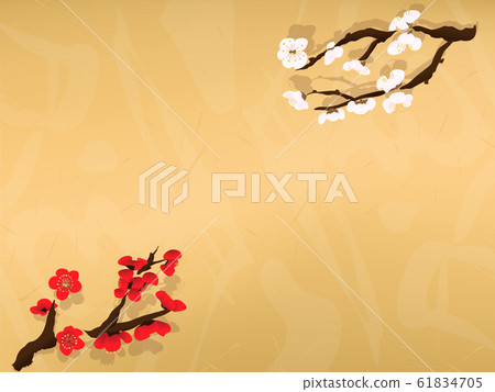 Red and white plum frame background (golden) - Stock Illustration ...