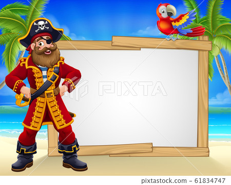 Pirate Captain Beach Sign Cartoon - Stock Illustration [61834747] - PIXTA