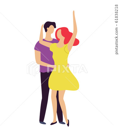 Characters Moving Together, Dancing Pair Vector - Stock Illustration ...