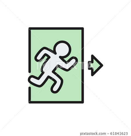 Emergency exit, man running out sign flat color... - Stock Illustration ...