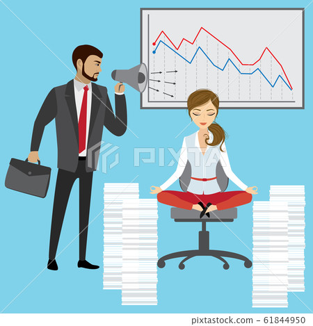 Boss with megaphone yelling at the manager or - Stock Illustration ...
