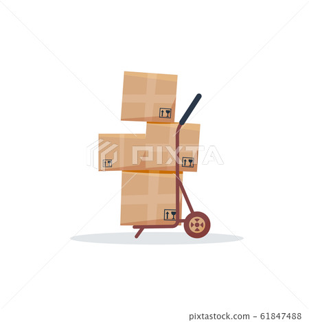 Delivery hand cart with boxes. Shipping service - Stock Illustration ...