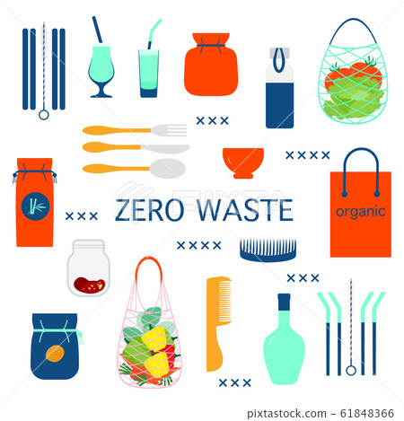Eco friendly lifestyle Zero waste Reusable product - Stock Illustration ...