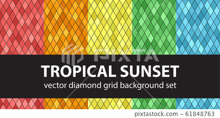 Diamond pattern set "Tropical Sunset". Vector - Stock Illustration ...