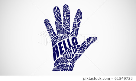 Hello Word In Different Languages Forming Hand... - Stock Illustration ...