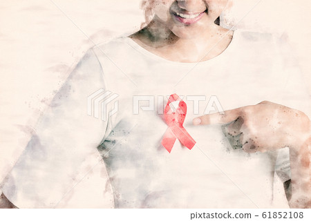 Closeup of red badge ribbon on woman chest - Stock Illustration ...
