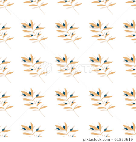 Seamless pattern with geometric branch leaves in - Stock Illustration ...