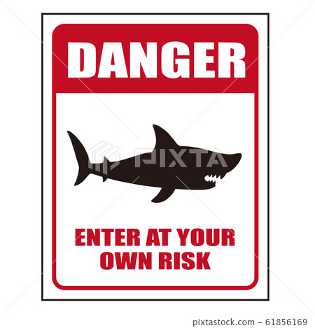Shark caution sign "DANGER" English version - Stock Illustration ...