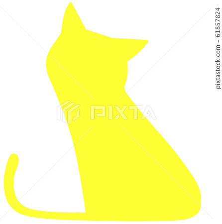 Retro cat silhouette (dark yellow) - Stock Illustration [61857824] - PIXTA