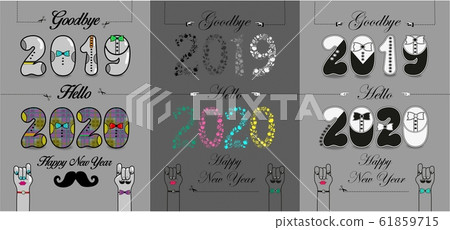 Goodbye 2019. Hello 2020. Greeting cards set - Stock Illustration ...
