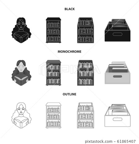 Vector illustration of library and textbook... - Stock Illustration ...