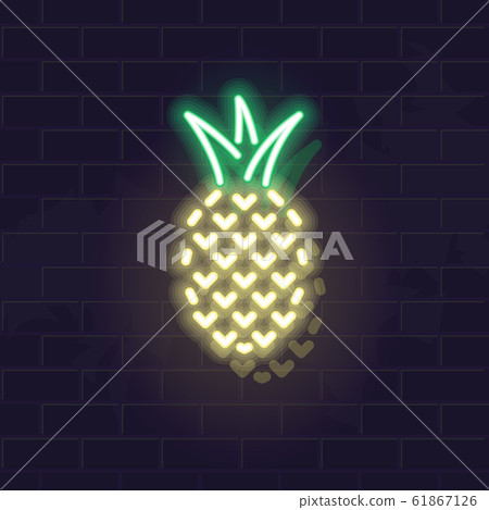 Neon pineapple icon. Vector isolated neon... - Stock Illustration ...