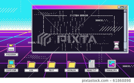 Vaporwave 80s interface screen. Retro terminal... - Stock Illustration ...