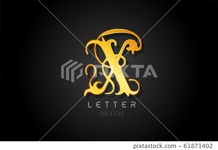 X gold golden letter alphabet design for logo - Stock Illustration ...