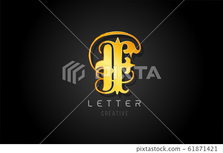 F gold golden letter alphabet design for logo - Stock Illustration ...