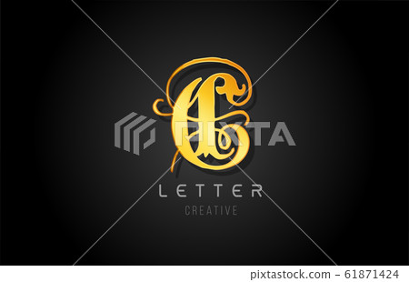C gold golden letter alphabet design for logo - Stock Illustration ...