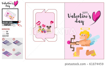pink card template with cupid. news vector - Stock Illustration ...