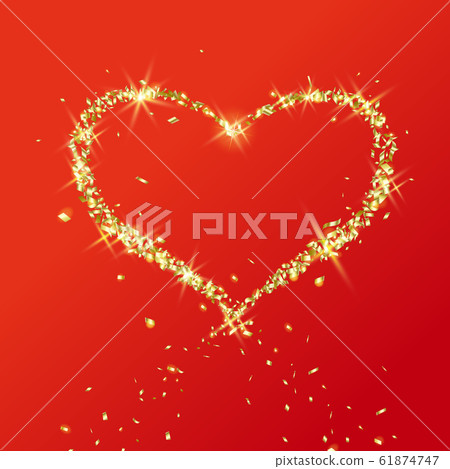 Heart of flying particles of gold - Stock Illustration [61874747] - PIXTA