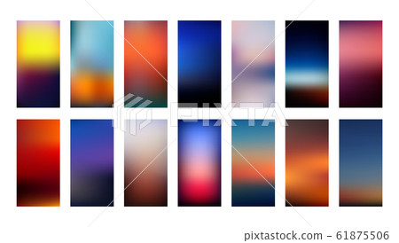 Sunset Colors Gradient Backgrounds Set - Stock Illustration [61875506 ...