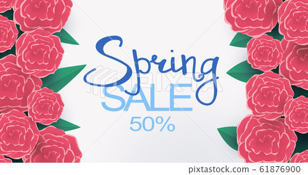 Spring sale text with roses over white background - Stock Illustration ...