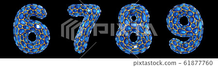 Number set 6, 7, 8, 9 made of 3d render diamond... - Stock Illustration ...