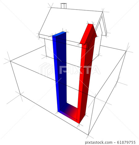 3d illustration of simple detached house with... - Stock Illustration ...