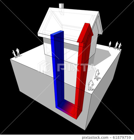 3d illustration of simple detached house with... - Stock Illustration ...