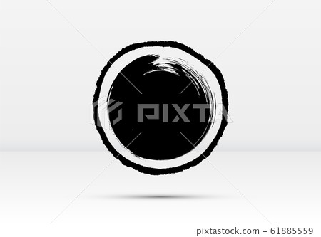 Abstract brushed black ink circle with rough... - Stock Illustration ...