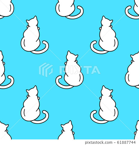 Seamless pattern with cute white cats. Texture for - Stock Illustration ...