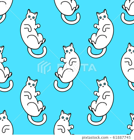 Seamless pattern with cute white cats. Texture for-插圖素材 [61887745 ...