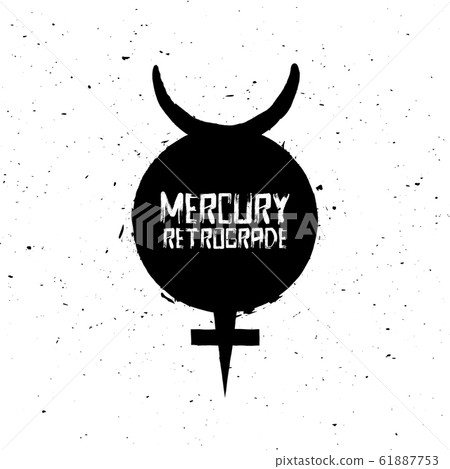 Mercury Retrograde symbol, warning, planet sign, - Stock Illustration ...