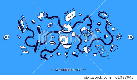Machine learning banner, artificial intelligence - Stock Illustration ...