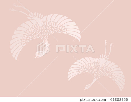 Japanese traditional kimono pattern, crane - Stock Illustration ...