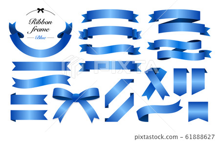 Ribbon-frame-blue-satin fabric - Stock Illustration [61888627] - PIXTA