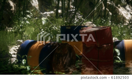 Rusty barrels in green forest - Stock Illustration [61892503] - PIXTA