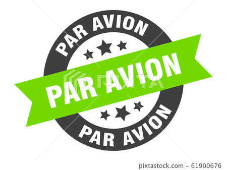 par avion sign. par avion round ribbon sticker. - Stock Illustration ...