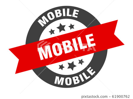 mobile sign. mobile round ribbon sticker. mobile - Stock Illustration ...
