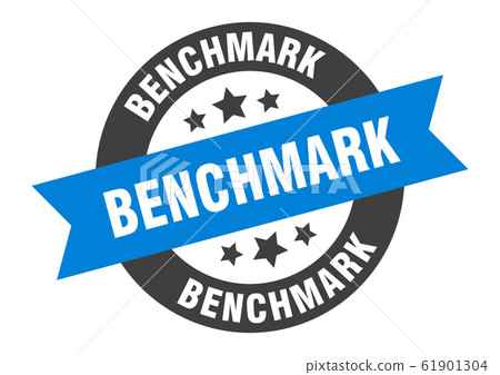 benchmark sign. benchmark round ribbon sticker. - Stock Illustration ...