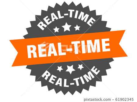 real-time sign. real-time circular band label. - Stock Illustration ...
