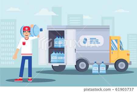 Water delivery service flat vector illustration - Stock Illustration ...