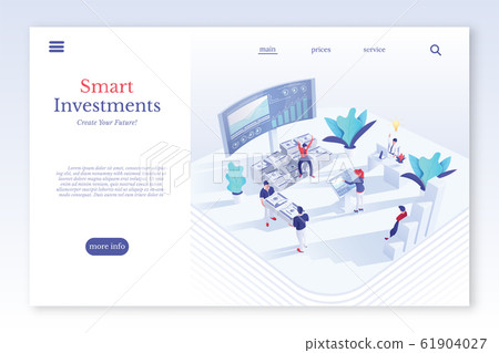 Stock market website page flat vector template - Stock Illustration ...